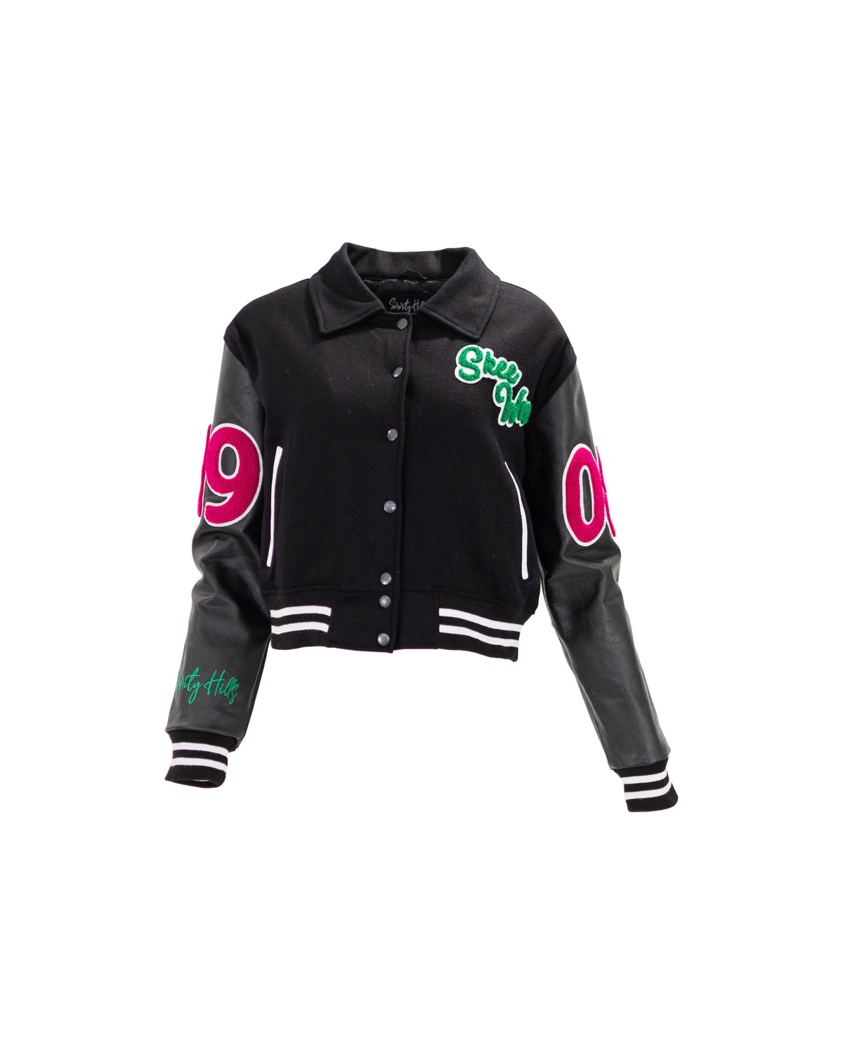 Crop Black Excellence Varsity Jacket | Sorority Hills